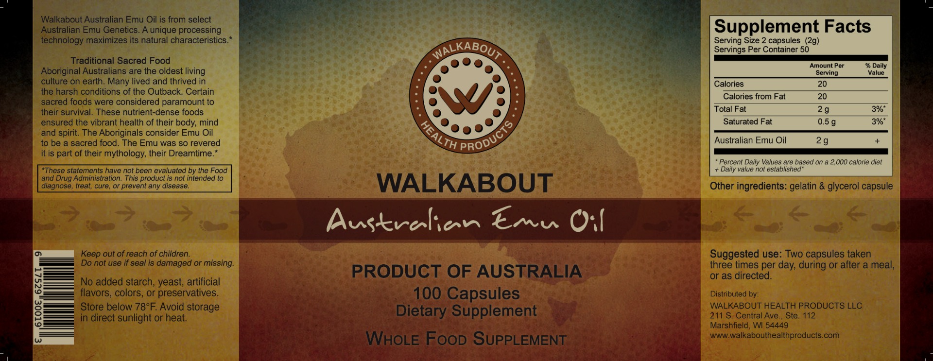 Walkabout Australian Emu Oil – 100 Capsules